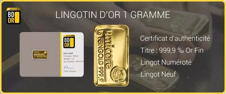 Lingotin Or 1 Gramme Mini Lingot - Cours Prix Lingot 1g - Bdor