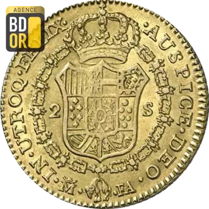Pièce 2 Escudos 1788 à 1808 - Piece d'Or 2 Escudos d'Espagne - Agence Bdor